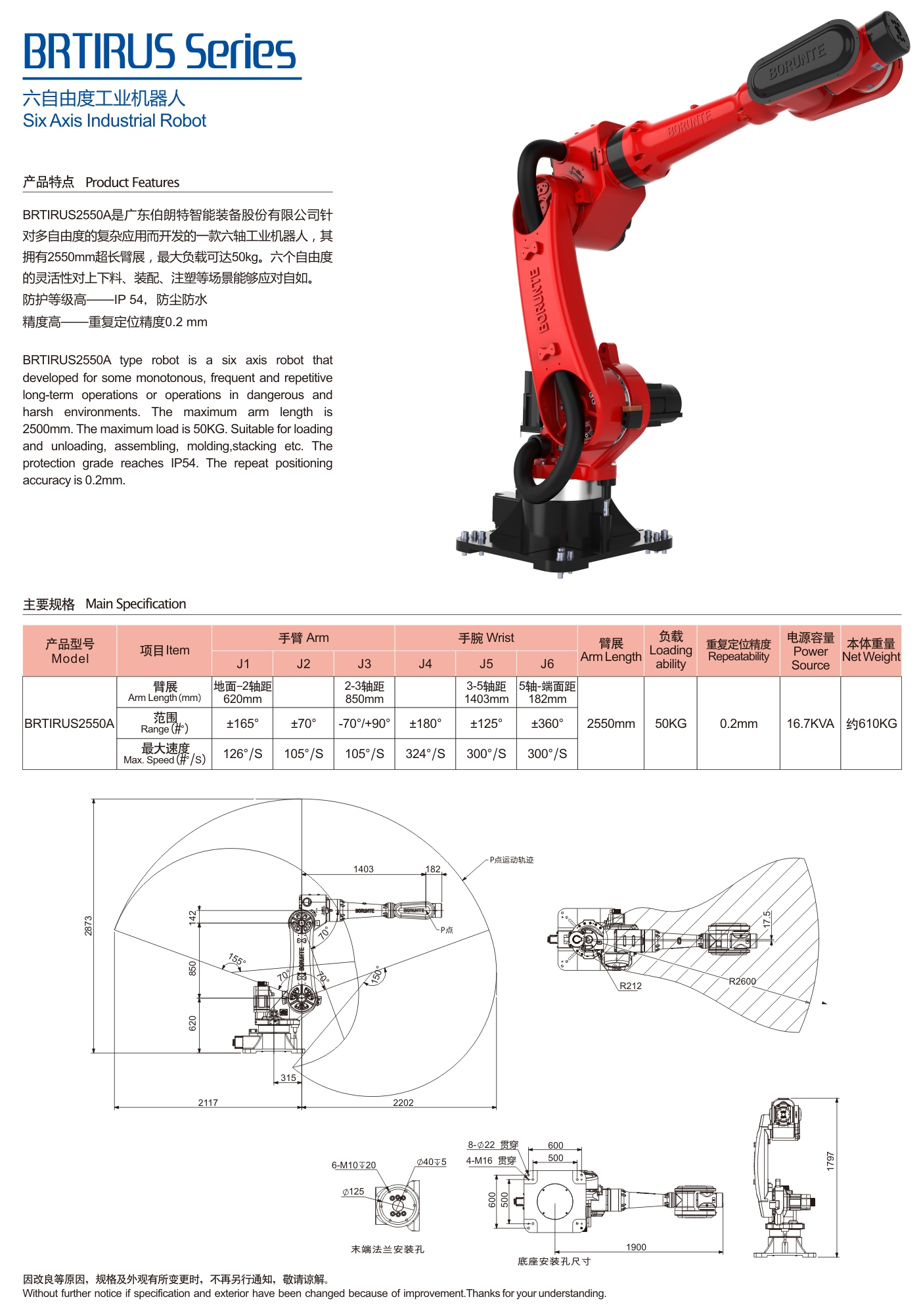 BRTIRUS2550A 六自由度工业机器人_台州创杰科技有限公司
